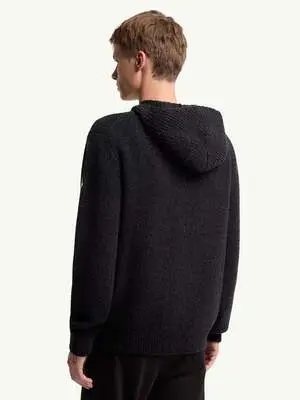 Moncler Felpa Con Zip E Cappuccio In Misto Lana Boucl