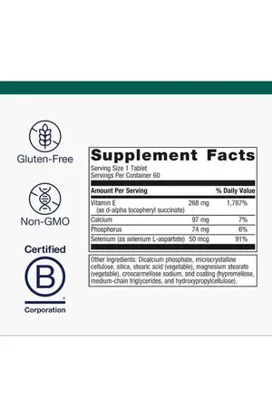METAGENICS E-400 Selenium Antioxidant Vitamin Supplement 60 Tablets