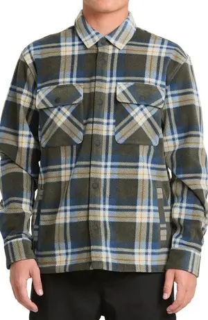 Quiksilver Harbor Plaid Polar Fleece Shirt Grape Leaf