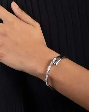 Alexis Bittar Molten Crystal Overlay Hinge Bracelet Silver