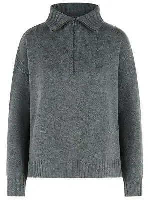 Max Mara Crasso' High Neck Sweater In Dark Grey Cashmere Yarn - Gray