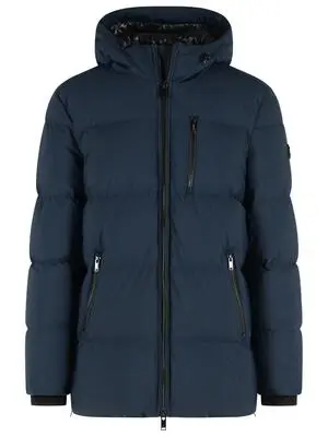 Moose Knuckles Soho 3q' Navy Stretch Nylon Down Jacket - Blue
