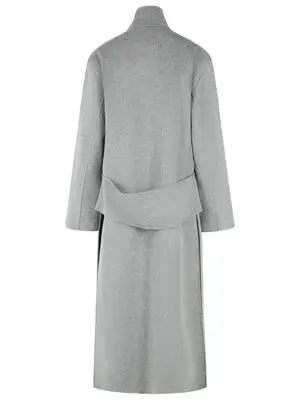 Sportmax Assenso' Long Coat In Pure Grey Wool - Gray