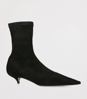 THE ROW Liisa Suede Kitten Ankle Boots 35