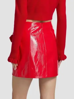 AKNVAS Liva Rose-appliqué Faux-leather Miniskirt