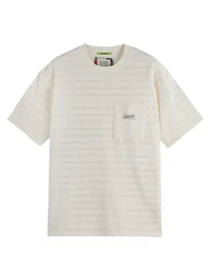 Scotch & Soda Striped Stretch-cotton T-shirt - Eggshell