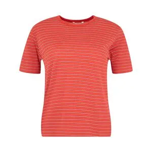 Auralee Soft Smooth Wool Stripe Jersey Tee Stripe - Red