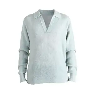 Auralee Suri Alpaca Sheer Knit Skipper Polo 'dusty Mint - Tan