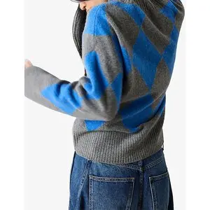 Whistles Argyle Detail High-neck Wool-blend Jumper