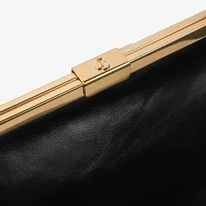 JIMMY CHOO Ganache Clutch And Gold Soft Shiny Biker Leather Clutch Bag