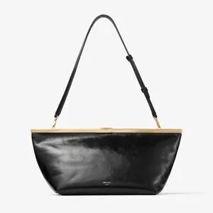 JIMMY CHOO Ganache Clutch And Gold Soft Shiny Biker Leather Clutch Bag