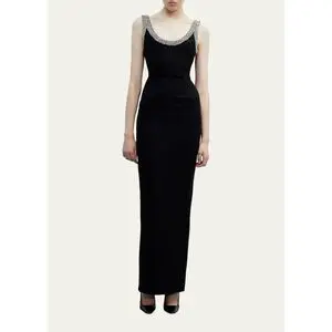 THE NEW ARRIVALS ILKYAZ OZEL Manu Crystal-trim Column Gown