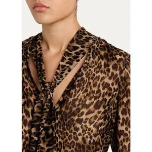 NILI LOTAN Janese Paisley Silk Neck-scarf Blouse