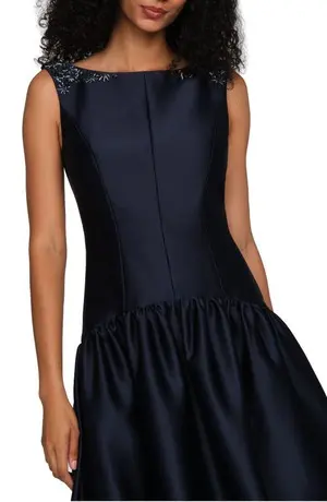 KAY UNGER Katrina Bateau Neck High-low Cocktail Dress
