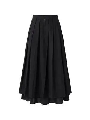ADNYM Mousta Pleated Layered-hem Midi Skirt - Black