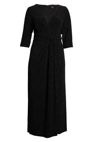 SL FASHIONS Metallic Knit Gown - Black