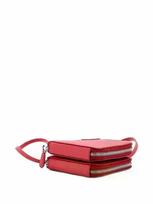 Prada Triangle Double Zip Pouch Bag With Chain Saffiano Leather Mini Crossbody Bag
