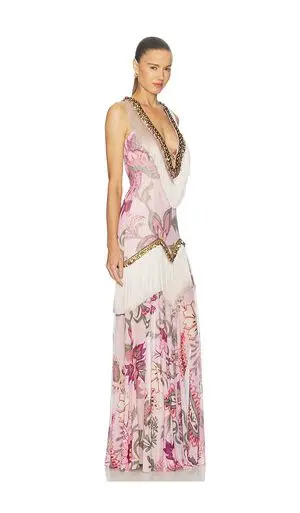 PatBO Boho Fringe Gown In Rose