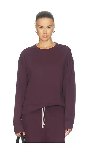 PERFECTWHITETEE Tyler French Terry Pullover Sweatshirt In Burgundy - Cherry Lacquer