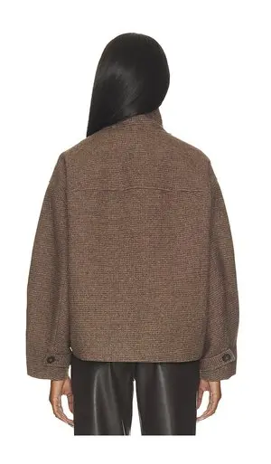ELODIE THE LABEL Walker High Neck Short Coat In Brown
