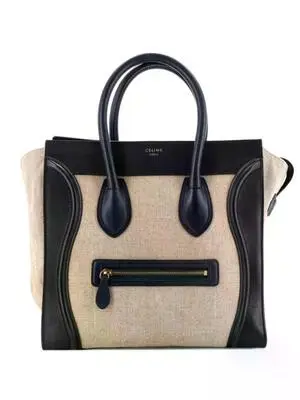 Celine Luggage Bag Canvas And Leather Mini Satchel - Black