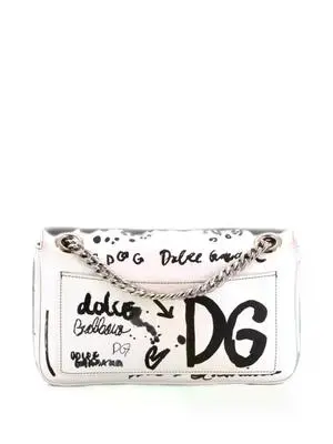 Dolce & Gabbana 3.5 Flap Chain Graffiti Printed Leather Shoulder Bag