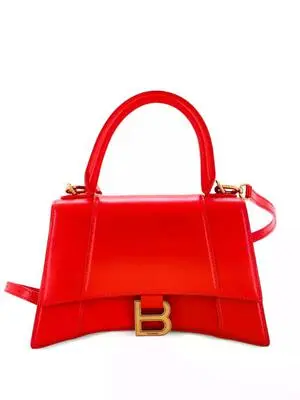 Balenciaga Hourglass Top Handle Bag Leather Small Satchel - Red