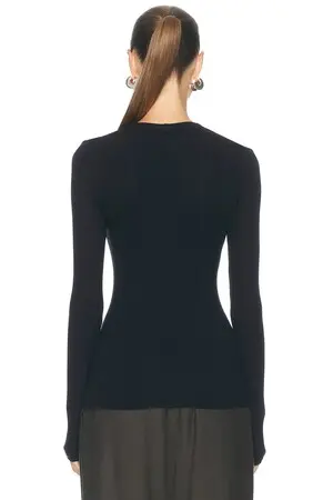 Enza Costa Silk Rib Essential U Top In Charcoal