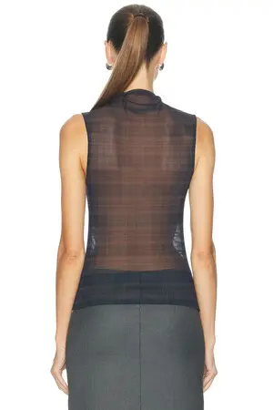 Enza Costa Mesh Sleeveless Twist Top In Grey
