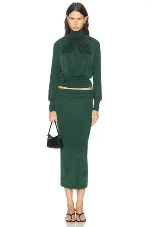 Eterne Anouk Liquid Jersey Top In Green