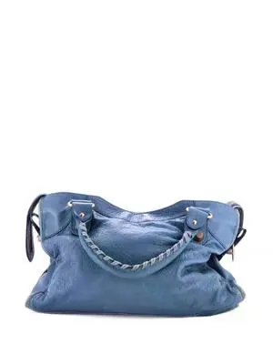 Balenciaga City Giant Studs Bag Leather Medium Satchel Blue