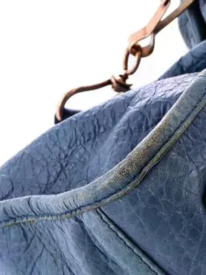 Balenciaga City Giant Studs Bag Leather Medium Satchel - Blue
