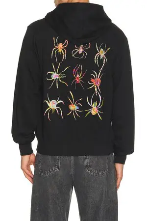 PLEASURES Spiders Fitted Zip Hoodie - Black