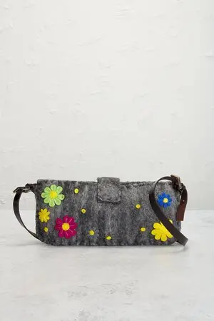 Fendi Floral Embroidered Shoulder Bag