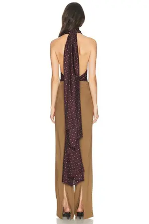 HELSA Natasha Halter In Tie Print In Wine