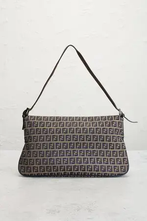 Fendi Zucchino Baguette Shoulder Bag In Navy