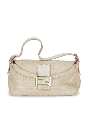 Fendi Zucchino Baguette Shoulder Bag In Grey