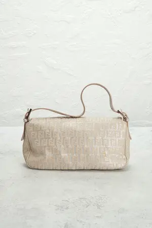 Fendi Zucchino Baguette Shoulder Bag In Grey