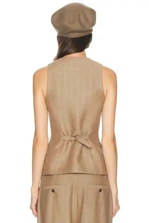 HELSA Italian Herringbone Waistcoat In Brown