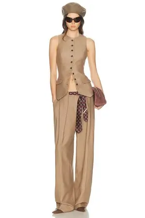 HELSA Italian Herringbone Waistcoat In Brown