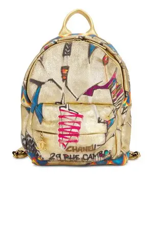 Chanel Graffiti Street Spirit Backpack In Metallic Gold