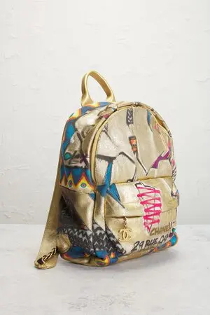 Chanel Graffiti Street Spirit Backpack In Metallic Gold