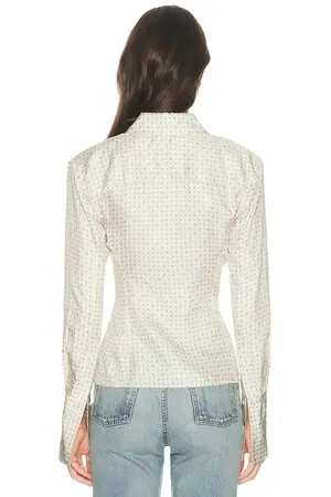 HELSA The Silky Shirt In Tie Print In White