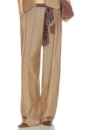 HELSA Italian Herringbone Tomboy Trouser In Brown