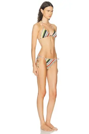 JEAN PAUL GAULTIER Printed Retro Stripe Bikini Set In Multi