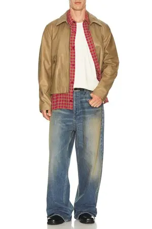 WON HUNDRED Dutton Leather Jacket In Brown