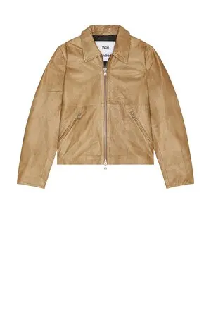WON HUNDRED Dutton Leather Jacket In Brown