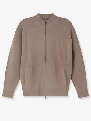 BRAMANI CASHMERE Cashmere Zipup Cardigan - Beige