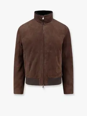 Corneliani Suede Jacket With Shearling Detail - Brown