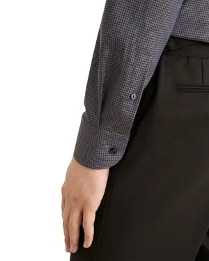 Eton Cotton Slim Fit Micro Check Flannel Dress Shirt